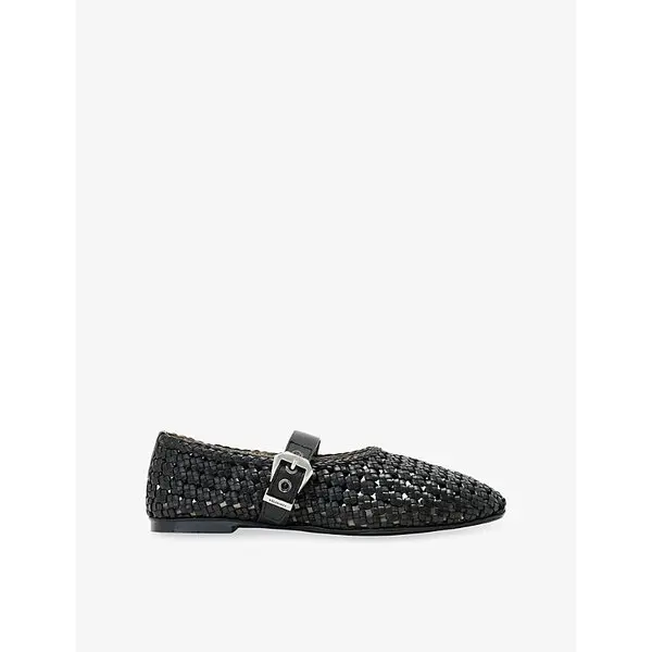 ALLSAINTS Sabine Woven Leather Ballet Flats With Gold-tone Buckle - Black