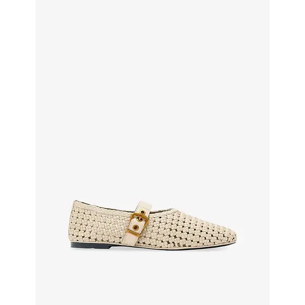 ALLSAINTS Sabine Woven Leather Ballet Flats - Parchment Whit