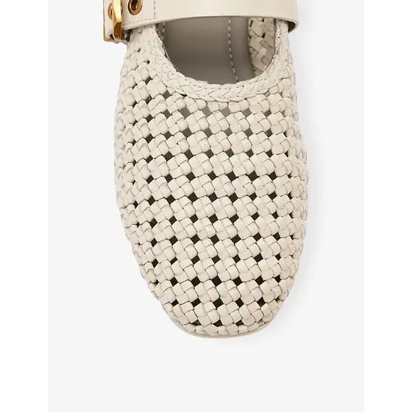 ALLSAINTS Sabine Woven Leather Ballet Flats - Parchment Whit