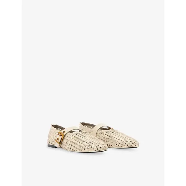 ALLSAINTS Sabine Woven Leather Ballet Flats - Parchment Whit