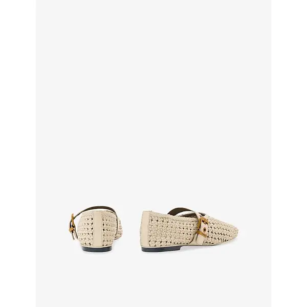 ALLSAINTS Sabine Woven Leather Ballet Flats - Parchment Whit