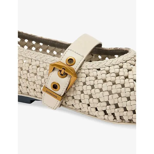 ALLSAINTS Sabine Woven Leather Ballet Flats - Parchment Whit