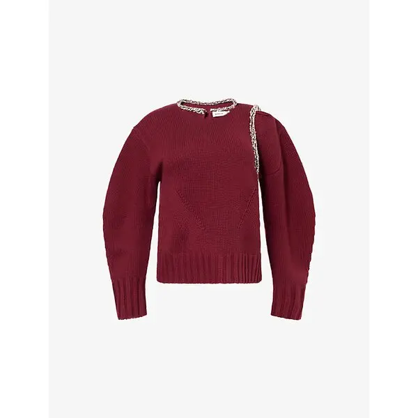 Simkhai Monroe Embellished Wool-blend Jumper - Oxblood