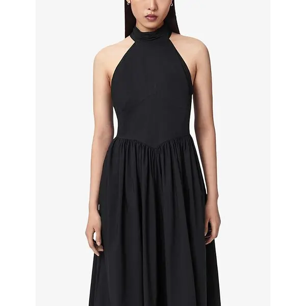 ALLSAINTS Arora Halter-neck Stretch Cotton-blend Midi Dress