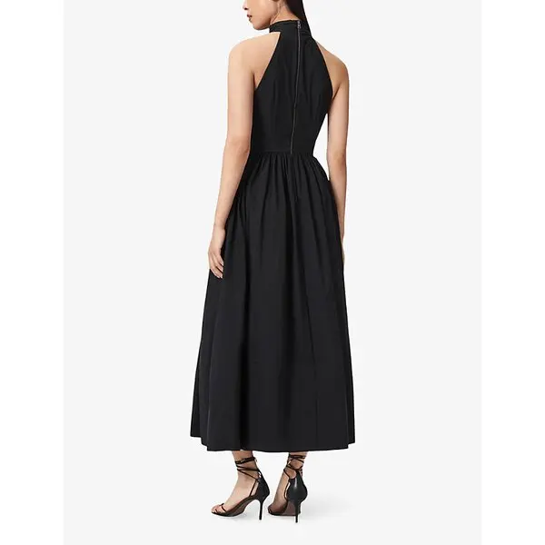 ALLSAINTS Arora Halter-neck Stretch Cotton-blend Midi Dress