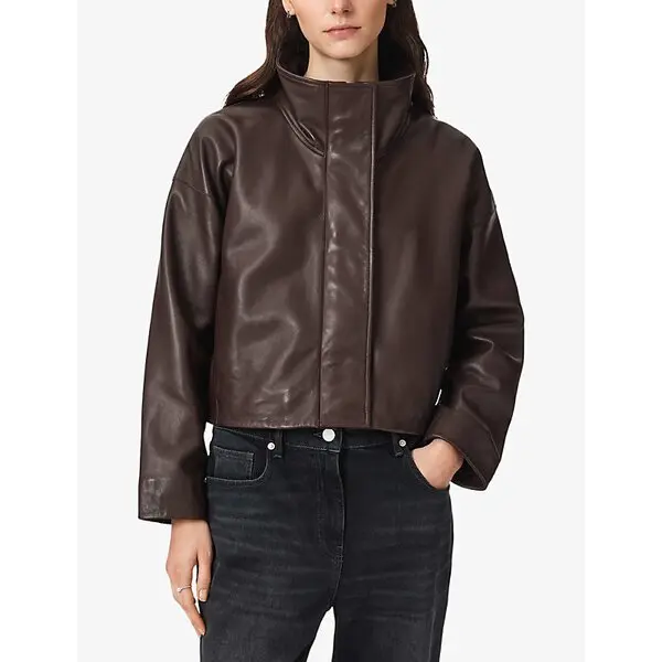 ALLSAINTS Ryder Leather Funnel Neck Jacket