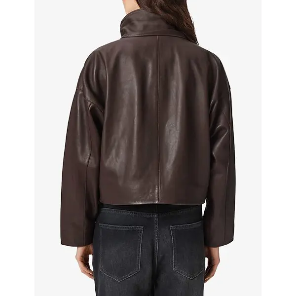 ALLSAINTS Ryder Leather Funnel Neck Jacket