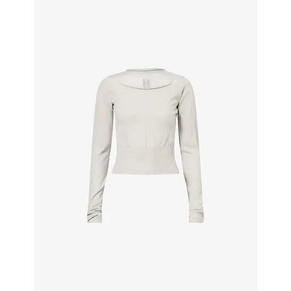 Rick Owens Cut-out Cropped Wool Top - Pearl