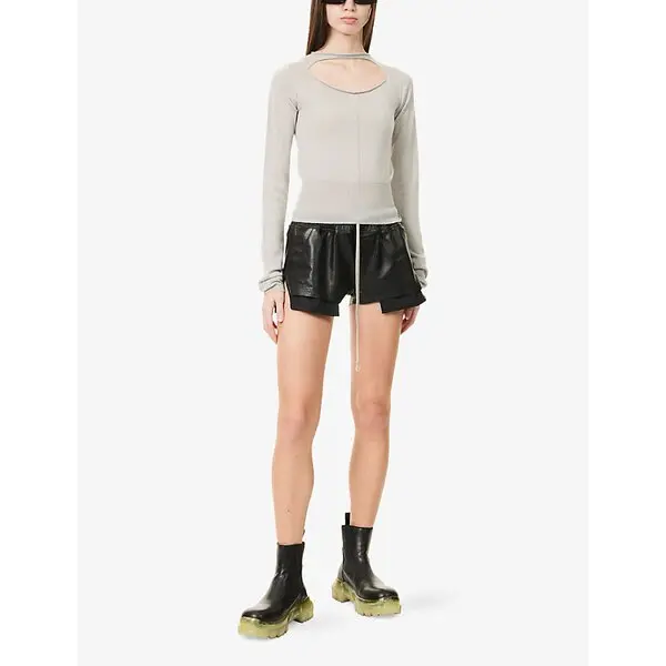 Rick Owens Cut-out Cropped Wool Top
