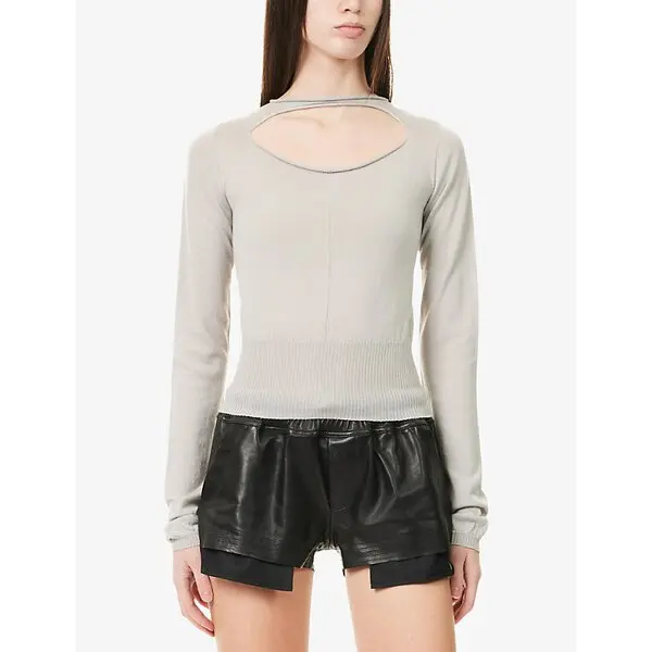 Rick Owens Cut-out Cropped Wool Top
