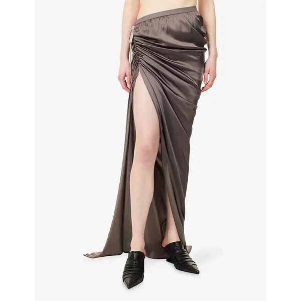 Rick Owens Edfu Side-slit Satin Maxi Skirt