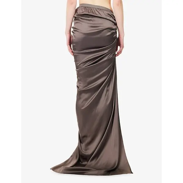 Rick Owens Edfu Side-slit Satin Maxi Skirt
