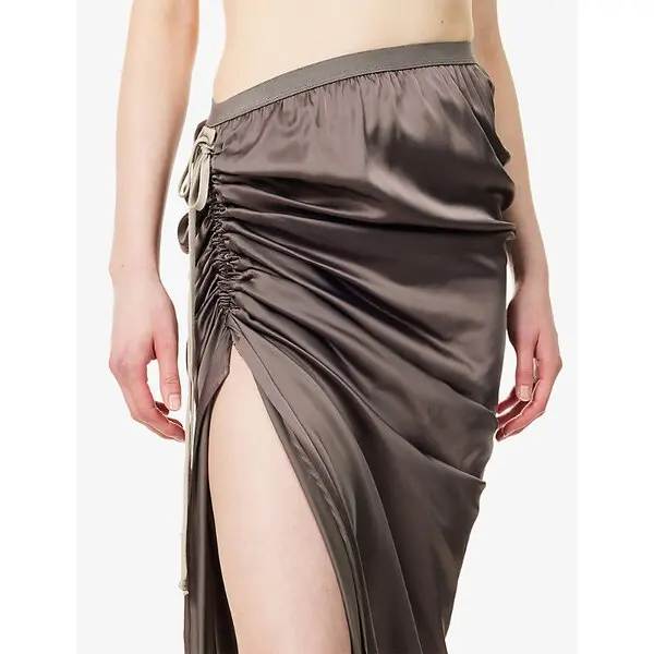 Rick Owens Edfu Side-slit Satin Maxi Skirt
