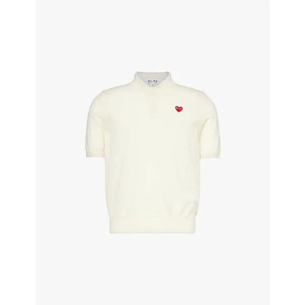 Play Comme Des Garcon Logo-patch Short-sleeve Wool Polo Shirt