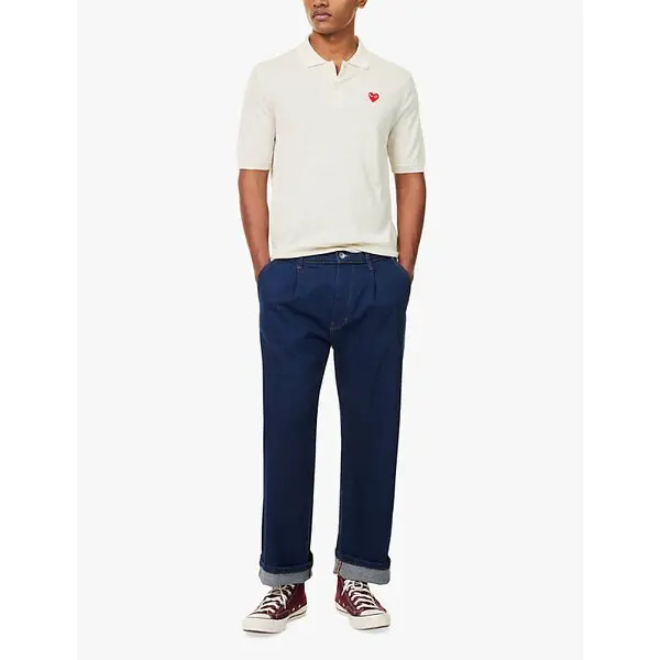 Play Comme Des Garcon Logo-patch Short-sleeve Wool Polo Shirt