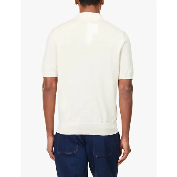 Play Comme Des Garcon Logo-patch Short-sleeve Wool Polo Shirt