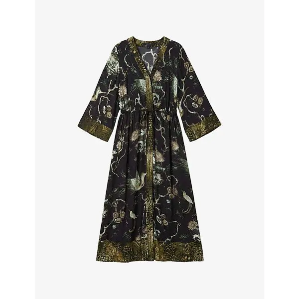 ALLSAINTS Diana Graphic Print Woven Wrap Dress