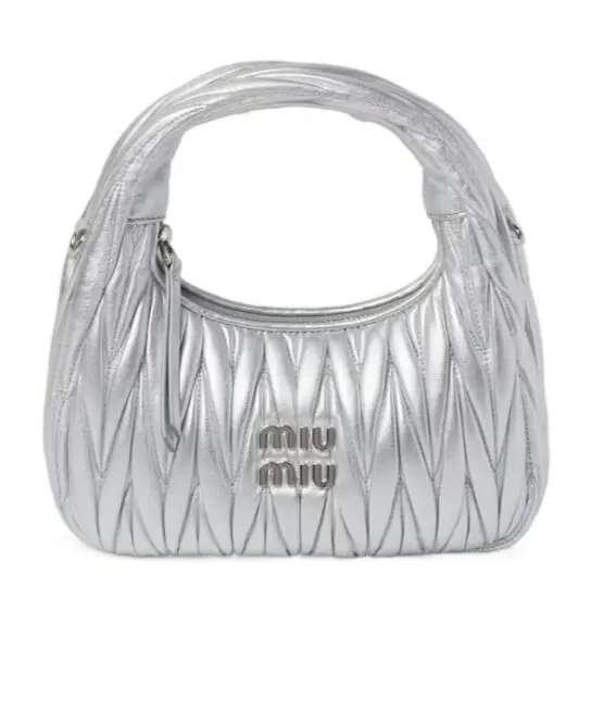 Miu Miu Matelassé Zipped Handbag - Silver