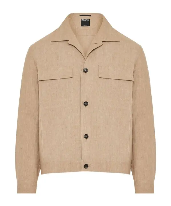 Zegna Long Sleeved Buttoned Overshirt - Nude
