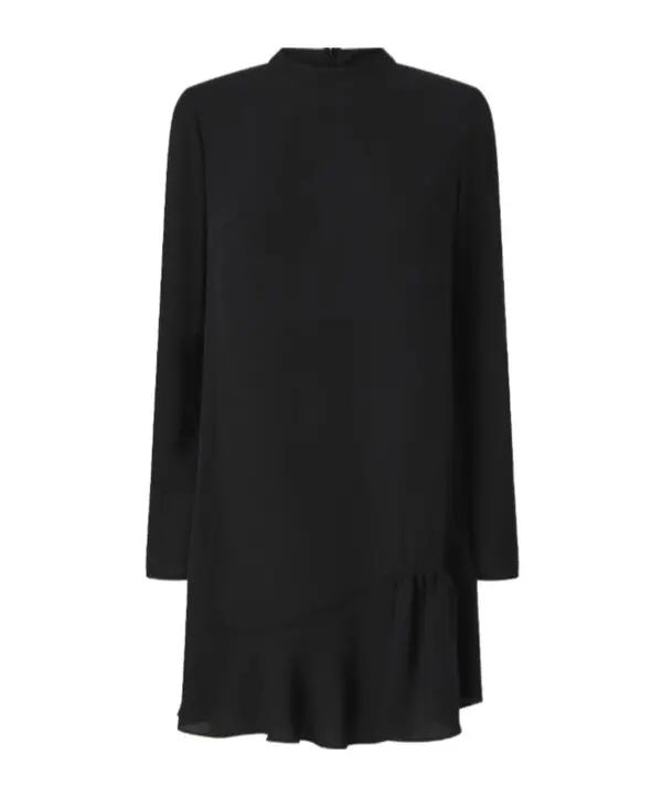 Pinko Arancino Ruffled Crewneck Mini Dress - Black
