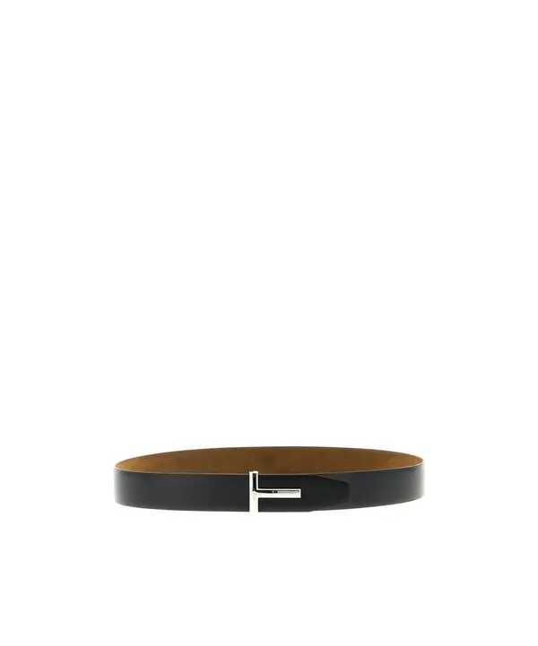TOM FORD T-logo Plaque Reversible Buckle Belt