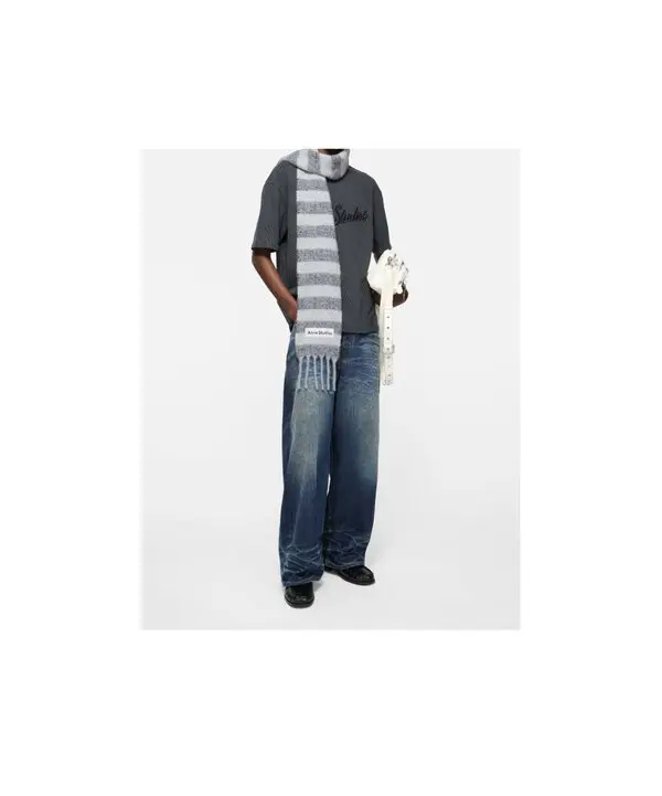 Acne Studios Stripe-pattern Fringed Scarf