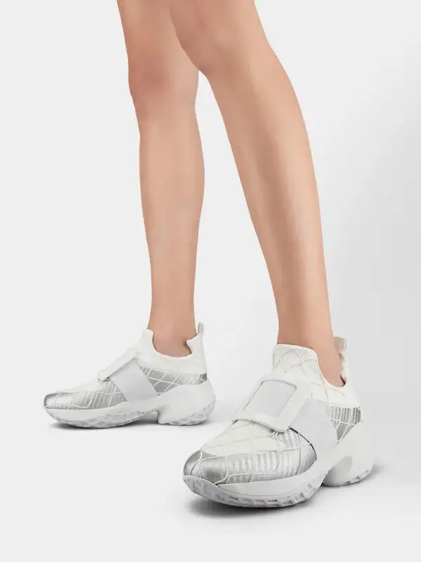 ROGER VIVIER Viv' Run Technical Lacquered Buckle Sneakers In Technical Fabric