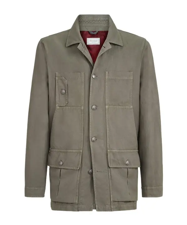 Brunello Cucinelli Cotton And Linen Canvas Outerwear Jacket - Gray