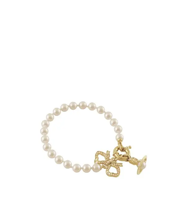 VIVIENNE WESTWOOD Saturn Bow Pearl Bracelet