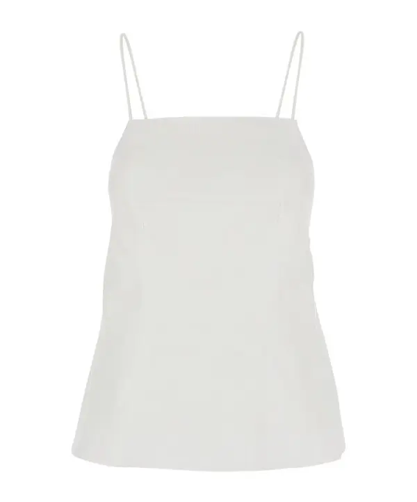 SEMICOUTURE Semi Couture Cut-out Button Linen Top - White