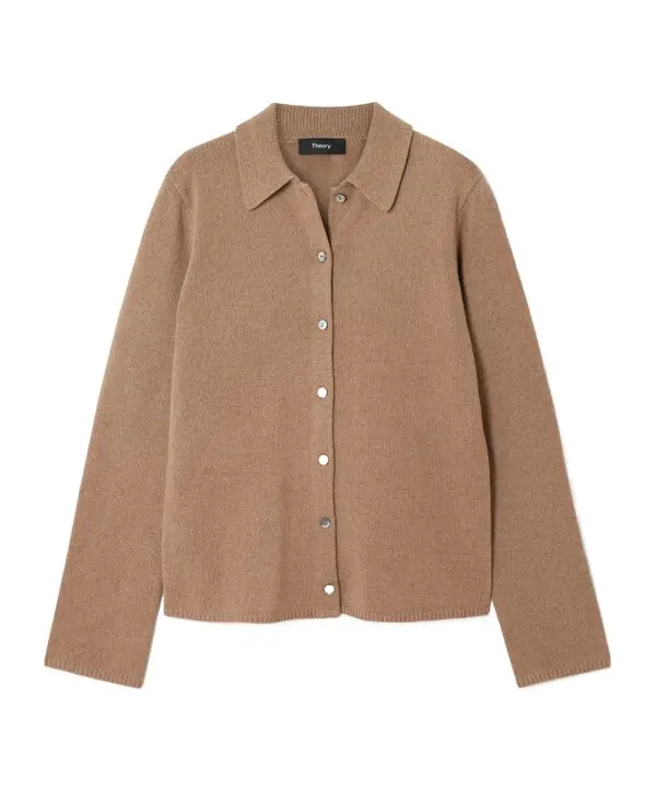 Theory Cashmere And Wool-blend Cardigan - Brown
