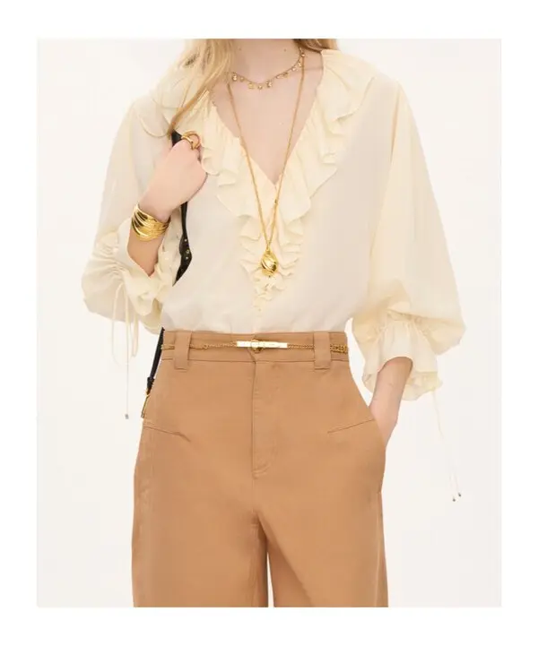 Chloé Ruffled V-neck High-low Top