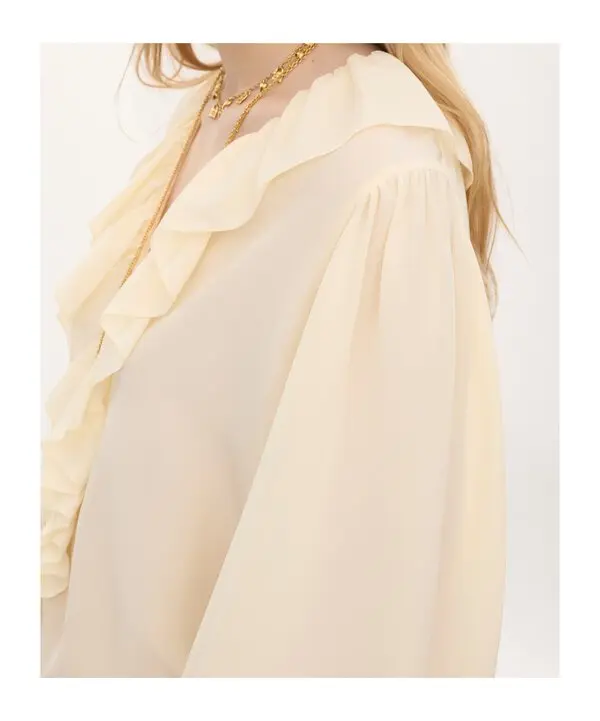 Chloé Ruffled V-neck High-low Top