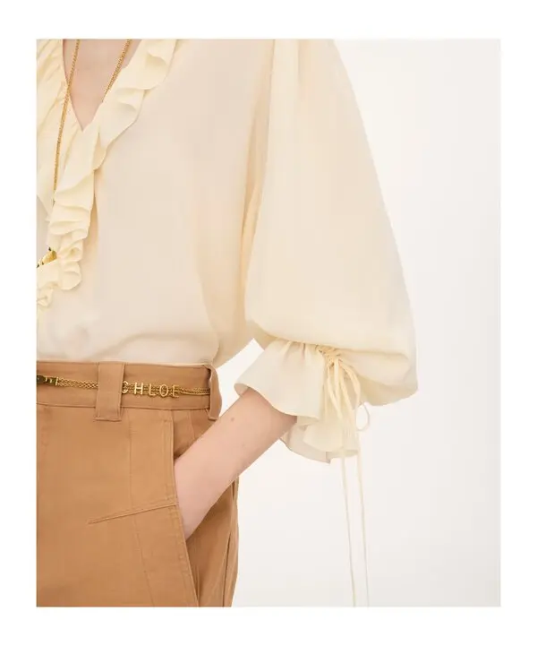 Chloé Ruffled V-neck High-low Top