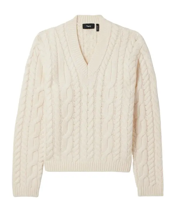 Theory Cable-knit Wool And Cashmere-blend Sweater