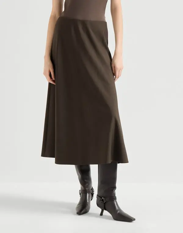 Brunello Cucinelli A-line Flared Hem Midi Skirt - Brown
