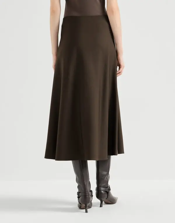 Brunello Cucinelli A-line Flared Hem Midi Skirt - Brown