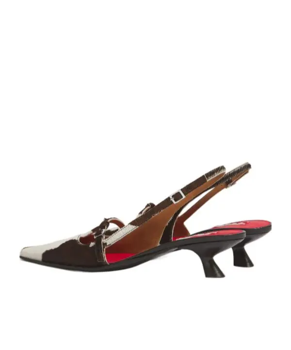 Marni White And Brown Cow-print Ponyhair Katty Slingback