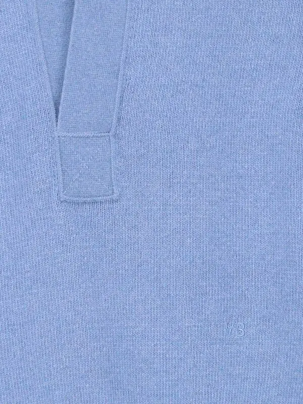 Victoria Beckham Genevieve Wool And Cashmere Blend Polo Shirt - Light Blue