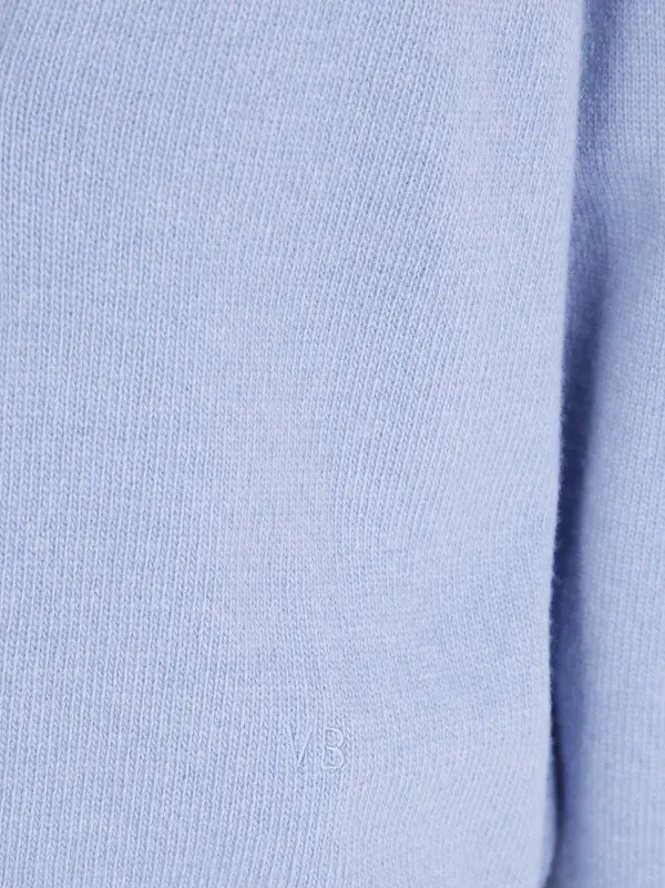 Victoria Beckham Genevieve Wool And Cashmere Blend Polo Shirt - Light Blue