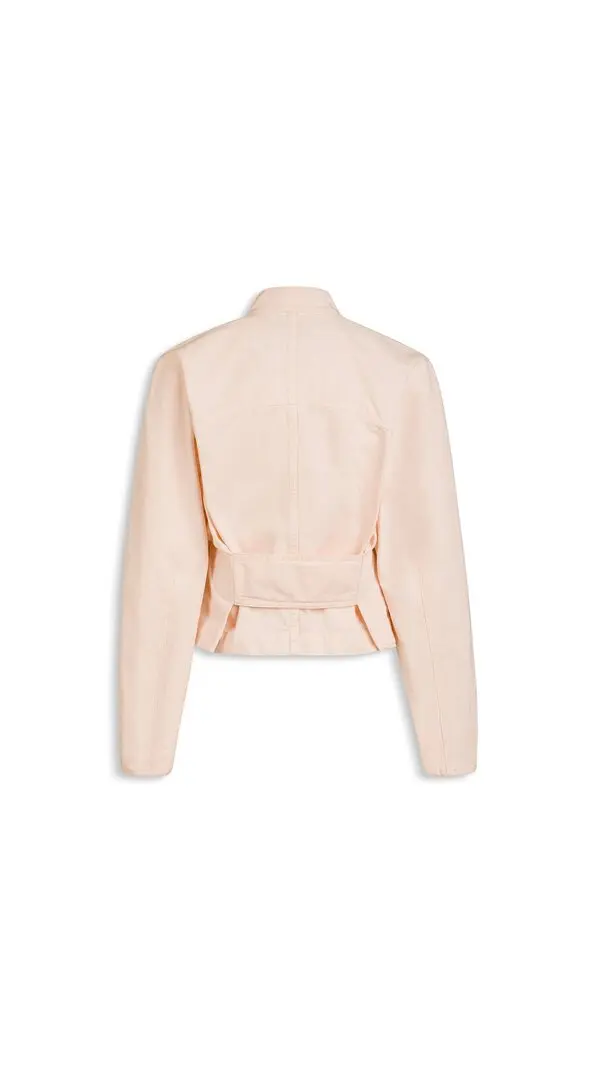 Alaïa Cotton Denim Jacket With High Collar And Zip-up Front - Pink