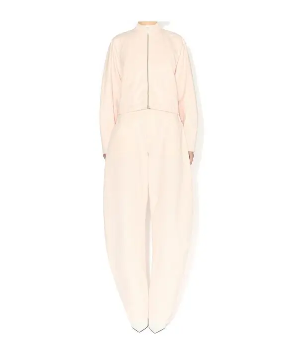 Alaïa Cotton Denim Jacket With High Collar And Zip-up Front - Pink
