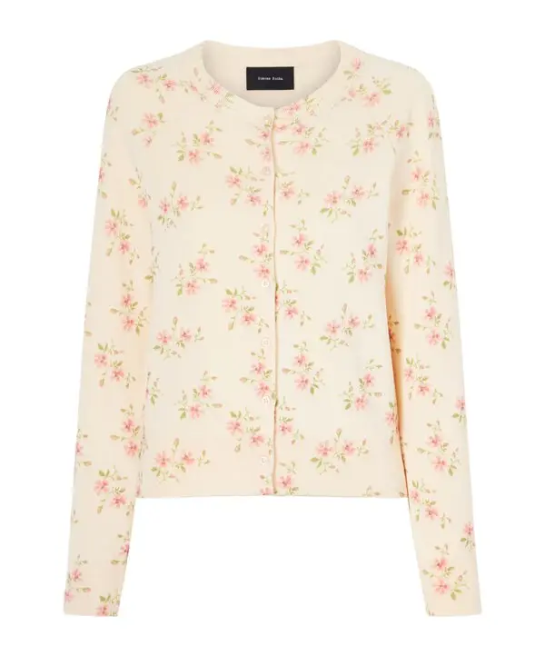 Simone Rocha Floral-print Knitted Cardigan - White