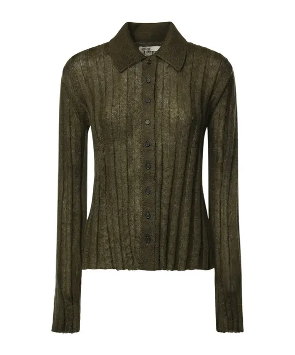 Khaite Meadow Ribbed Knit Cardigan - Army Green