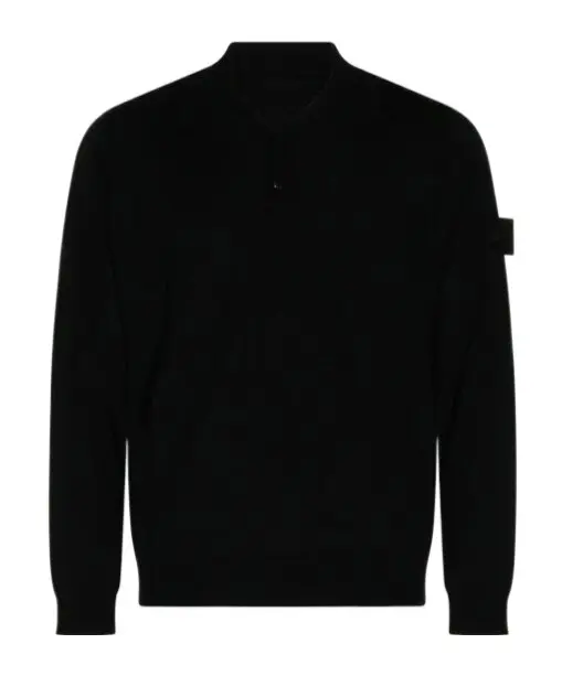 Stone Island Long-sleeved Knit Polo Shirt