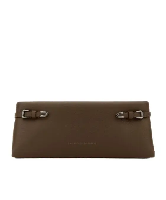 Brunello Cucinelli Buckled Leather Clutch Bag