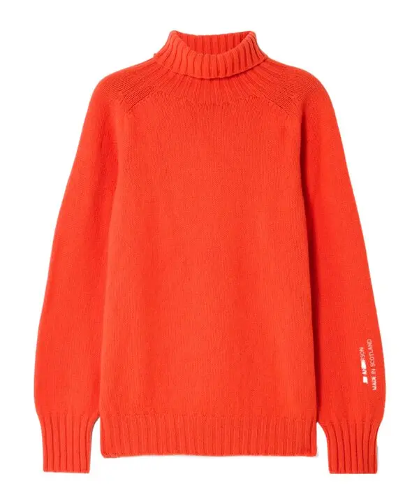 J.W.ANDERSON Embroidered Merino Wool Turtleneck Sweater - Bright Orange
