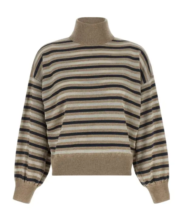Brunello Cucinelli Striped Lamé-knit Sweater