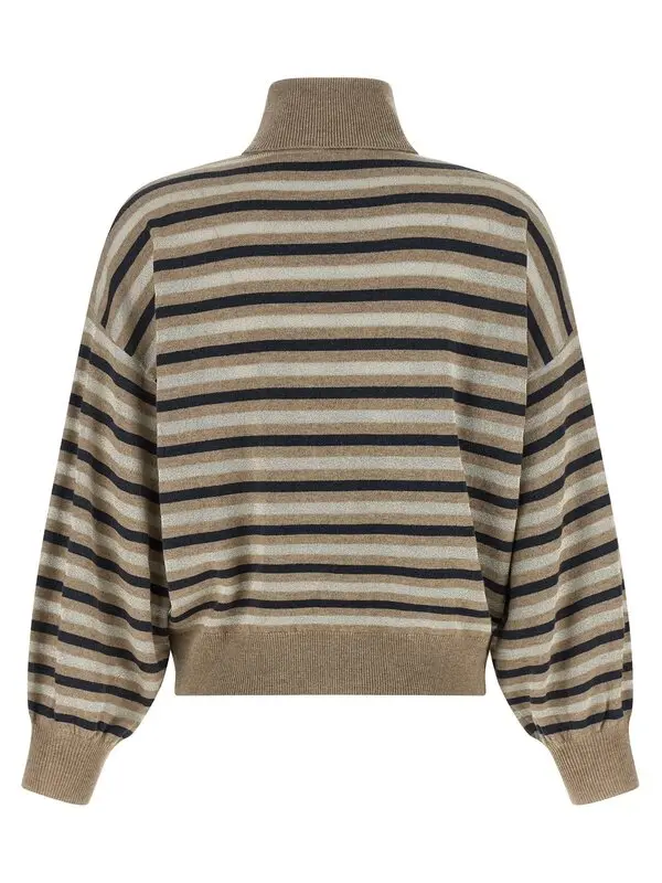 Brunello Cucinelli Striped Lamé-knit Sweater