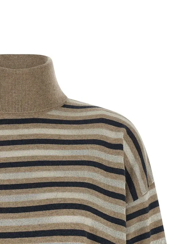 Brunello Cucinelli Striped Lamé-knit Sweater